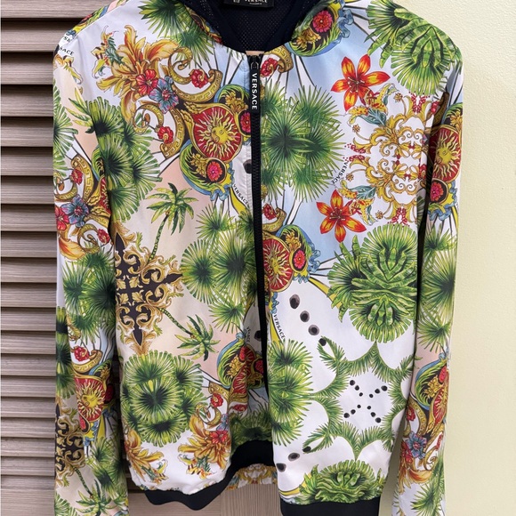 Versace | Jackets & Coats | Versace Green And Red Bomber Jacket With ...